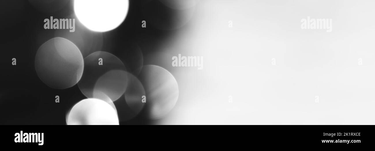 Blurred lights black and white background, banner texture. Abstract ...