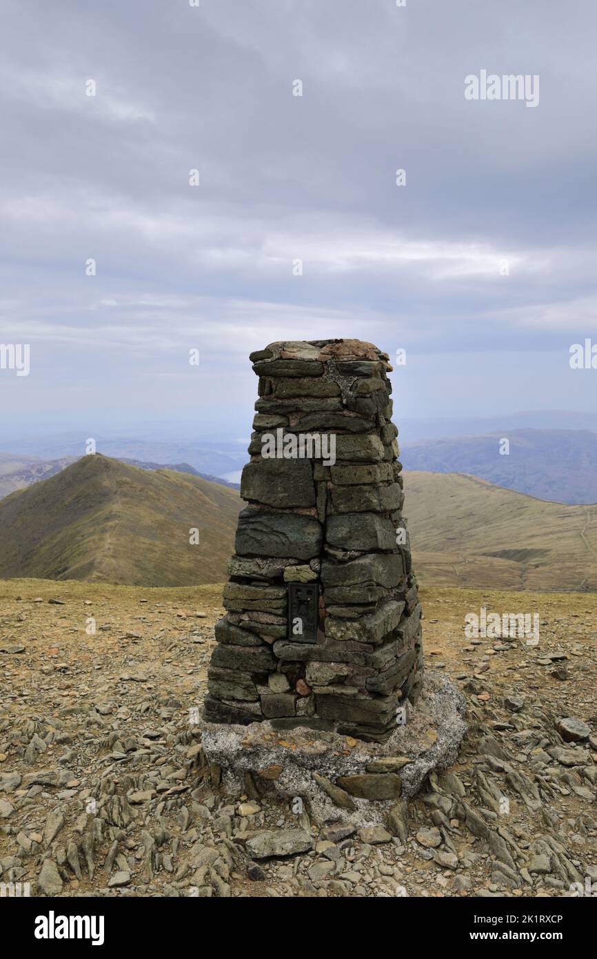 View over the summit of Helvellyn fell, Lake District National Park ...