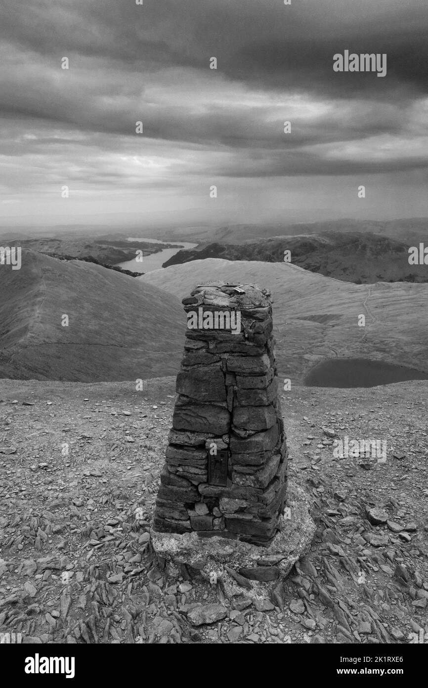 View over the summit of Helvellyn fell, Lake District National Park ...