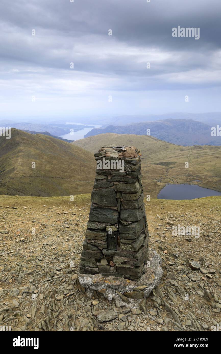 View over the summit of Helvellyn fell, Lake District National Park ...