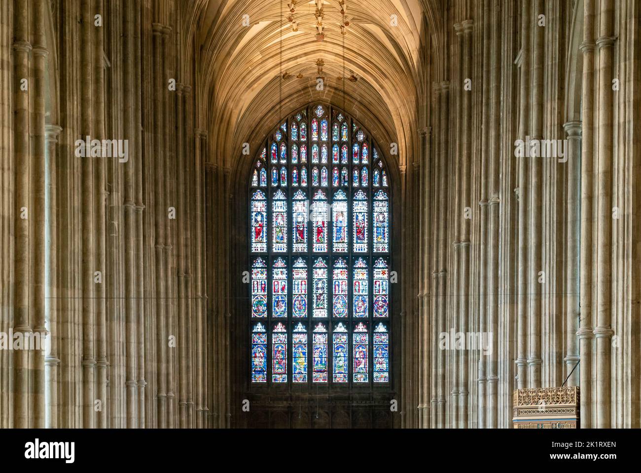 Canterbury, United Kingdom - 10 September, 2022: stained glass window ...