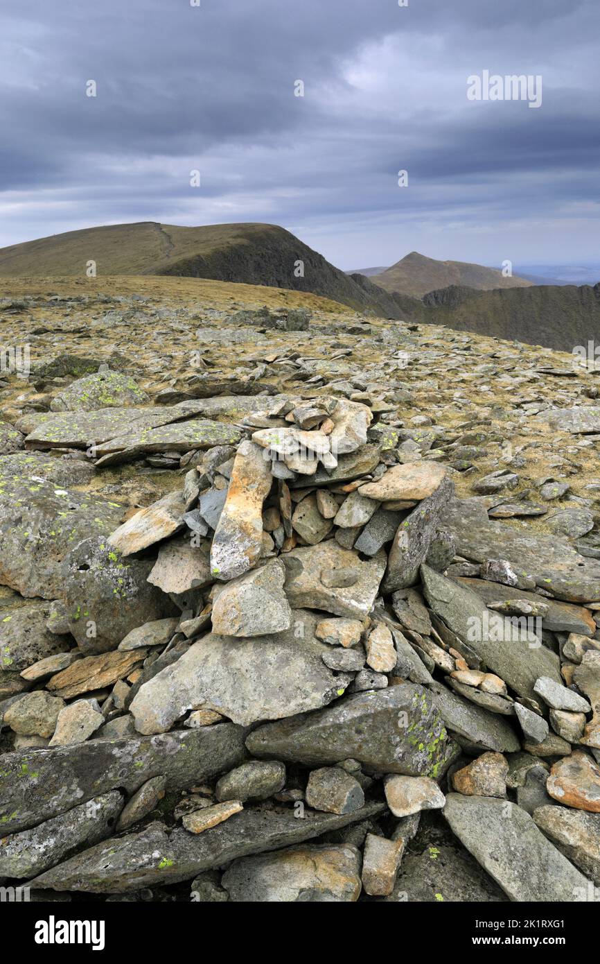 View of the summit of Nethermost Pike fell, Lake District National Park ...