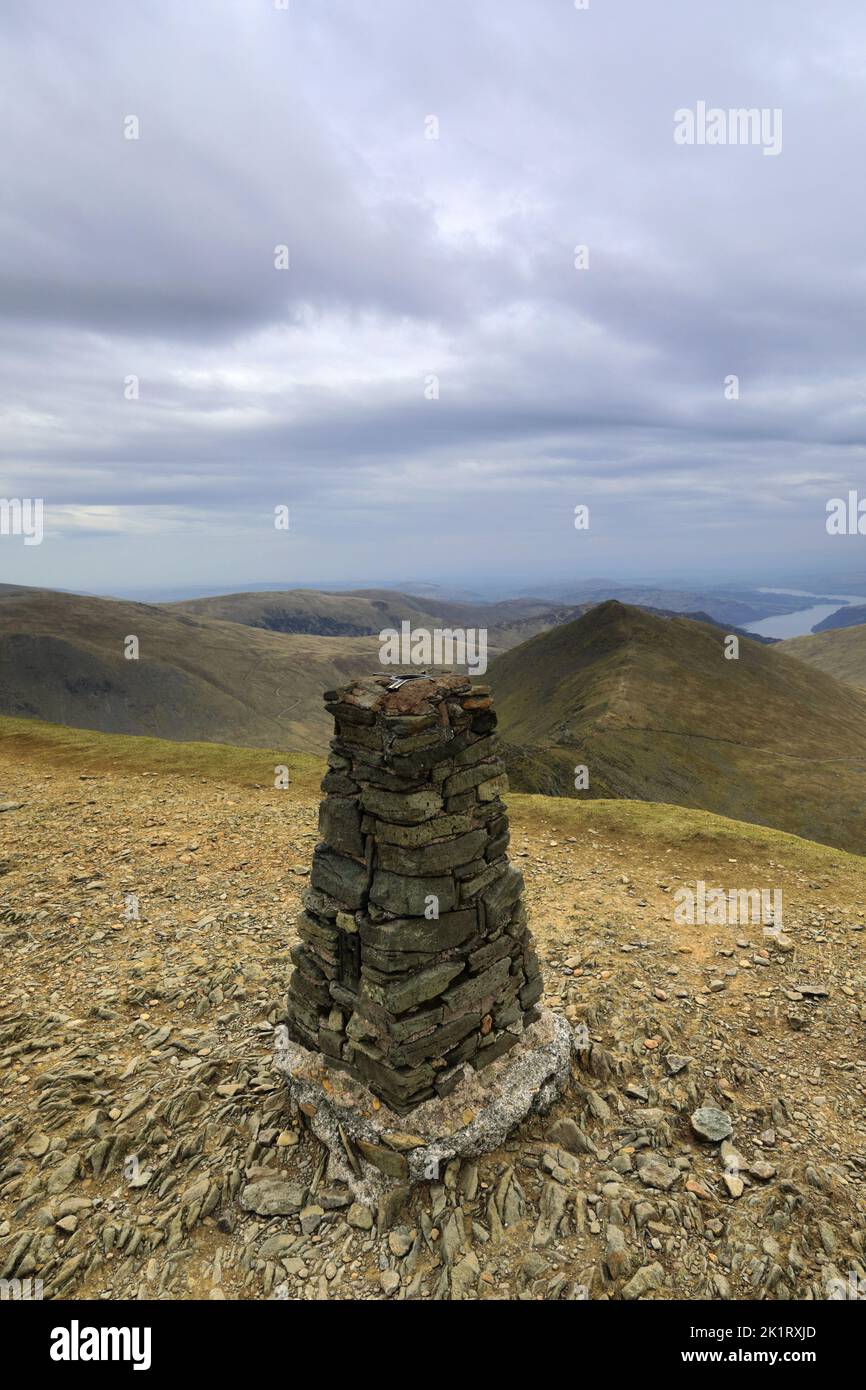 View over the summit of Helvellyn fell, Lake District National Park ...