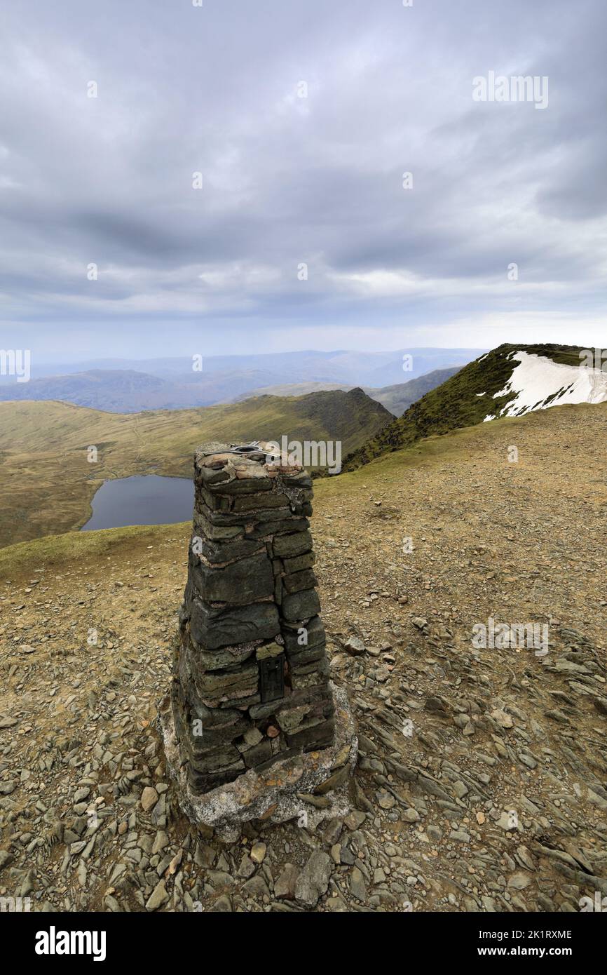 View over the summit of Helvellyn fell, Lake District National Park ...