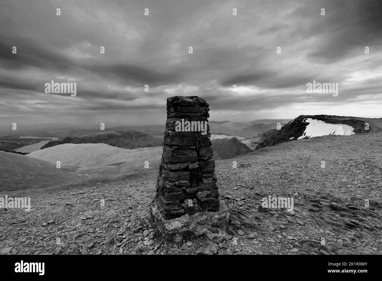 View over the summit of Helvellyn fell, Lake District National Park ...