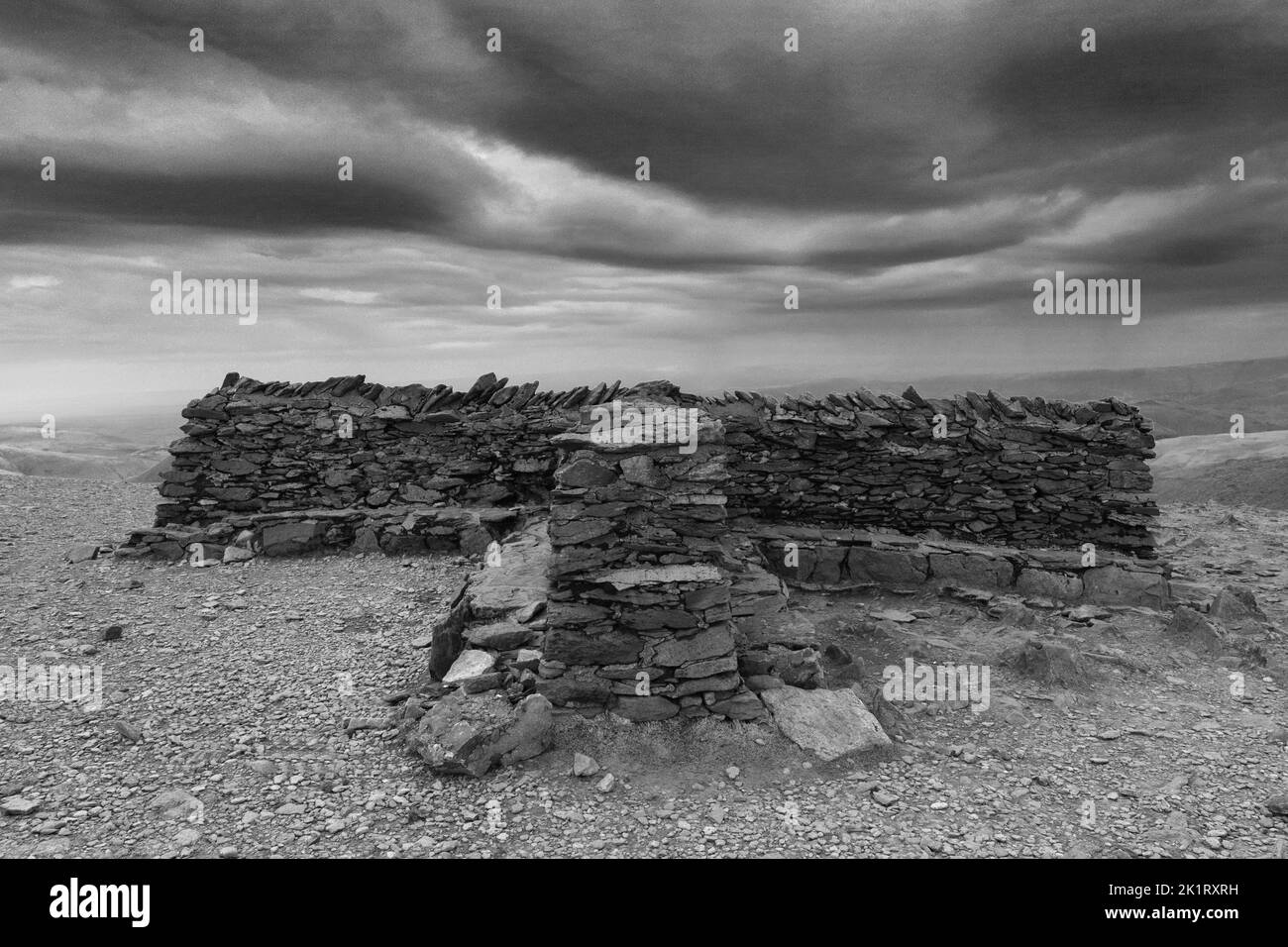 View over the summit of Helvellyn fell, Lake District National Park ...