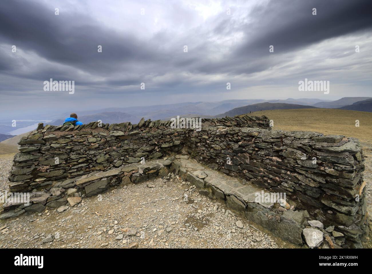 View over the summit of Helvellyn fell, Lake District National Park ...