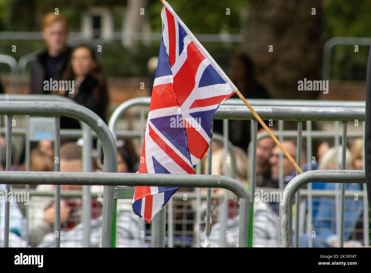 The union Jack on a stick at the state funeral of Queen Elizabeth in ...