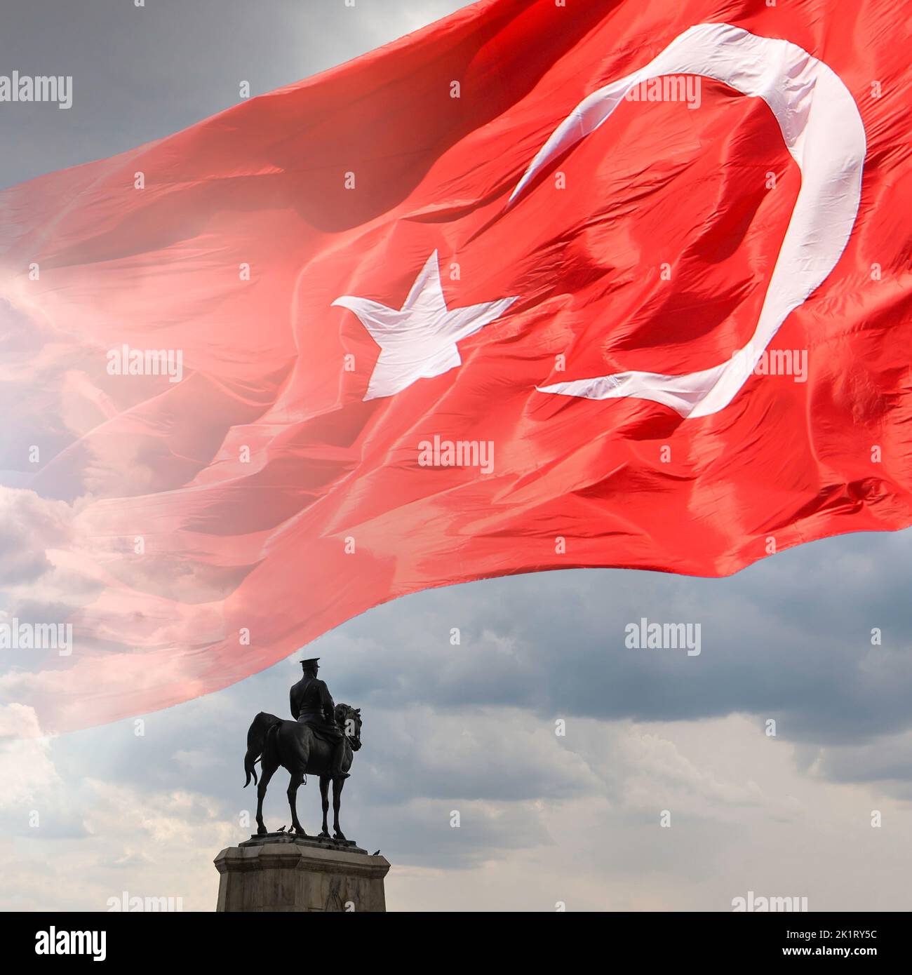 Turkish Flag and Ataturk monument. 29th october republic day of Turkey ...