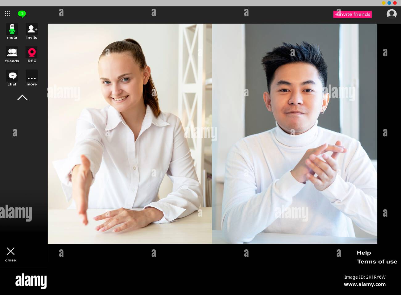 Video call. Virtual meeting. Internet interview. International ...