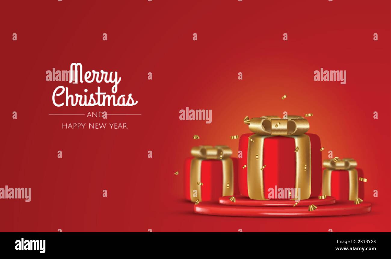 Abstract minimal mock up scene. Winter christmas background with gift ...