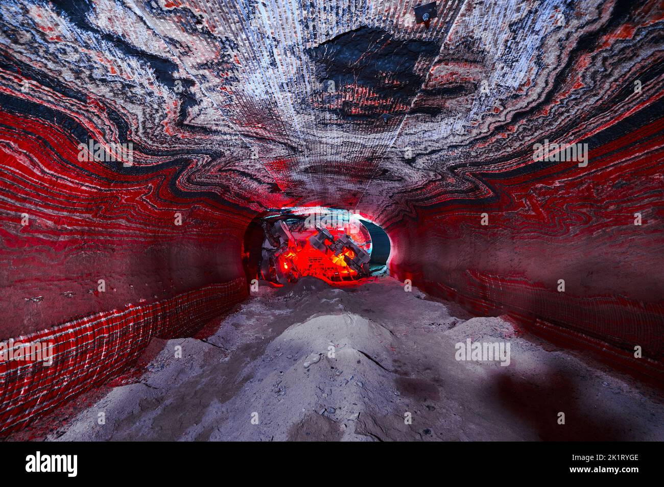 Mining machine with different saws in mineral quarry Stock Photo - Alamy