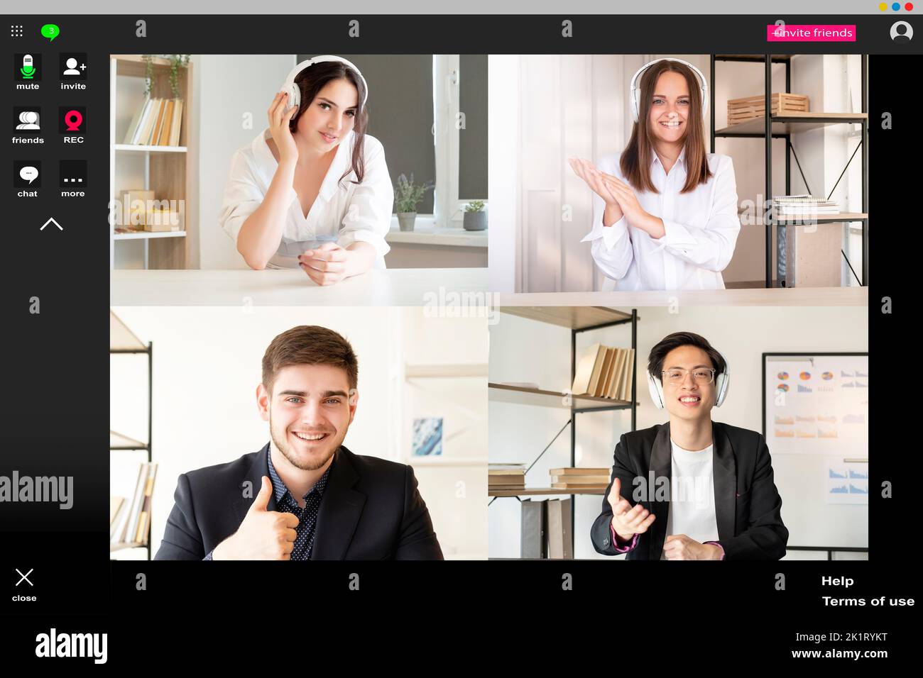 Video call. Virtual conference. Online presentation. Remote teamwork ...