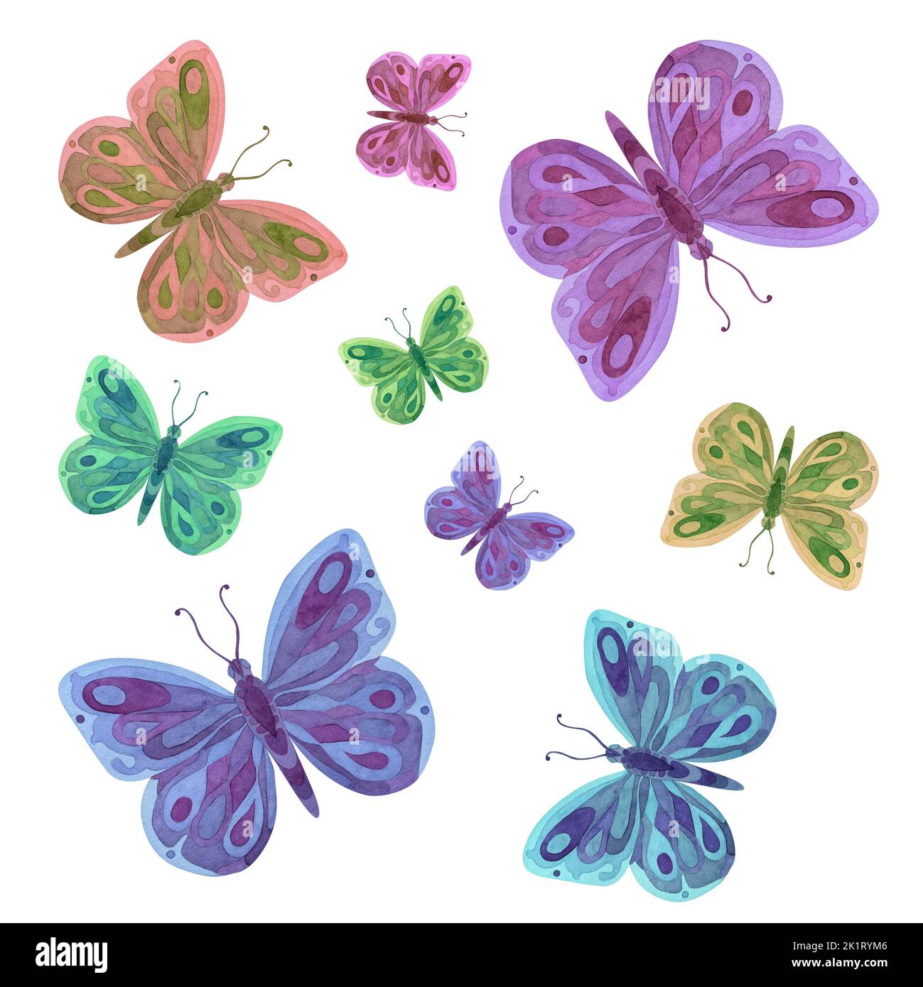 Hand drawn watercolor butterfly for invitations, coloring books for ...