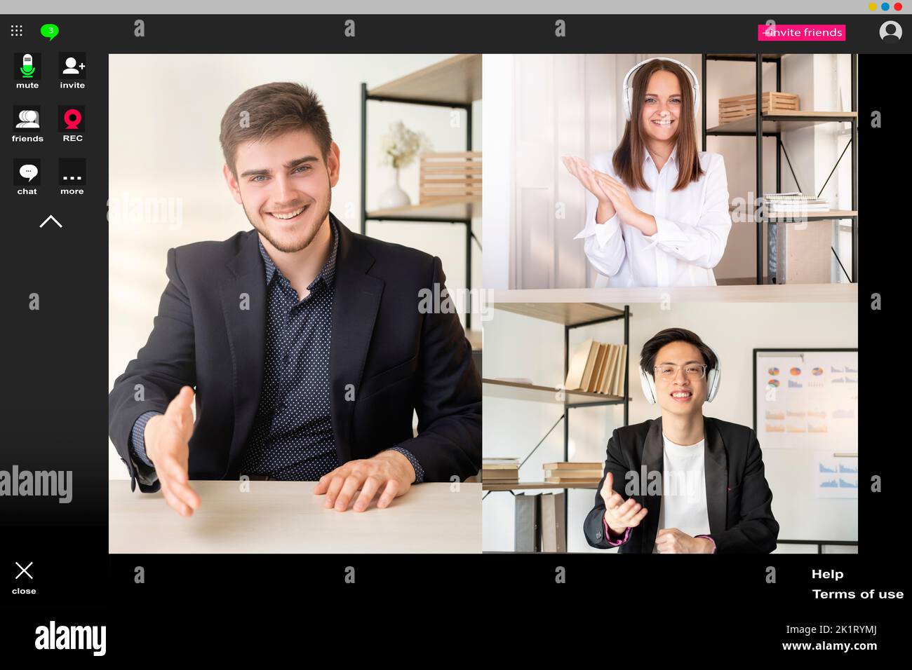 Web chat. Video meeting. Online communication. Corporate teleconference ...