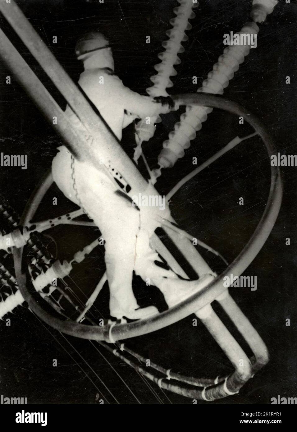 Mounting the High Voltage Line. Museum: PRIVATE COLLECTION. Author: Mikhail Grachev Stock Photo ...