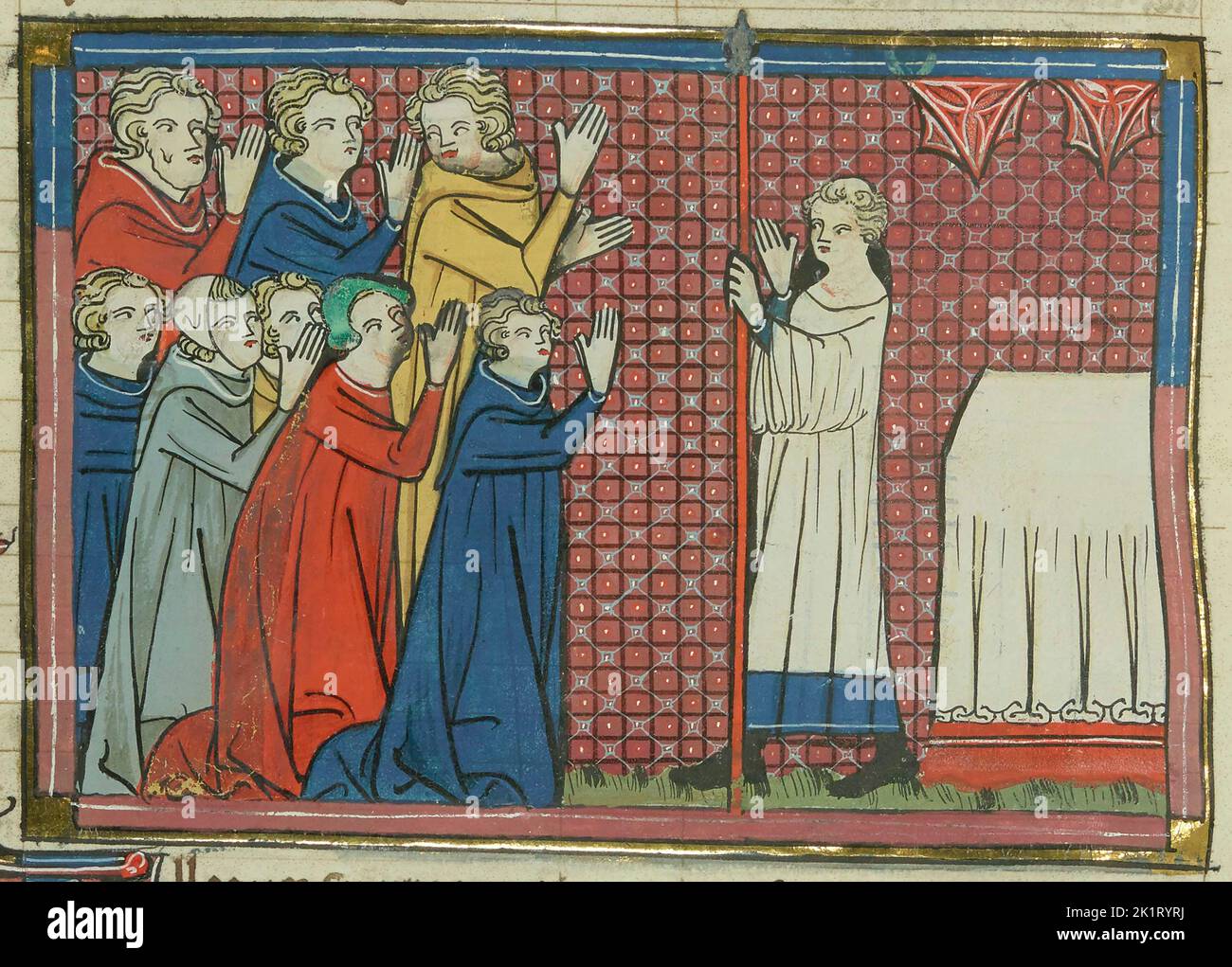 Peter Bartholomew with the Holy Lance (From "Li rommans de Godefroy de ...