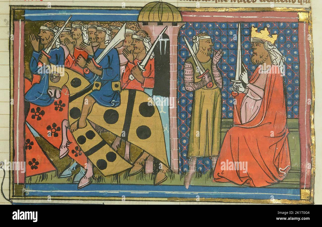 Army of Al-Adil I leaving Cairo (From "Li rommans de Godefroy de ...