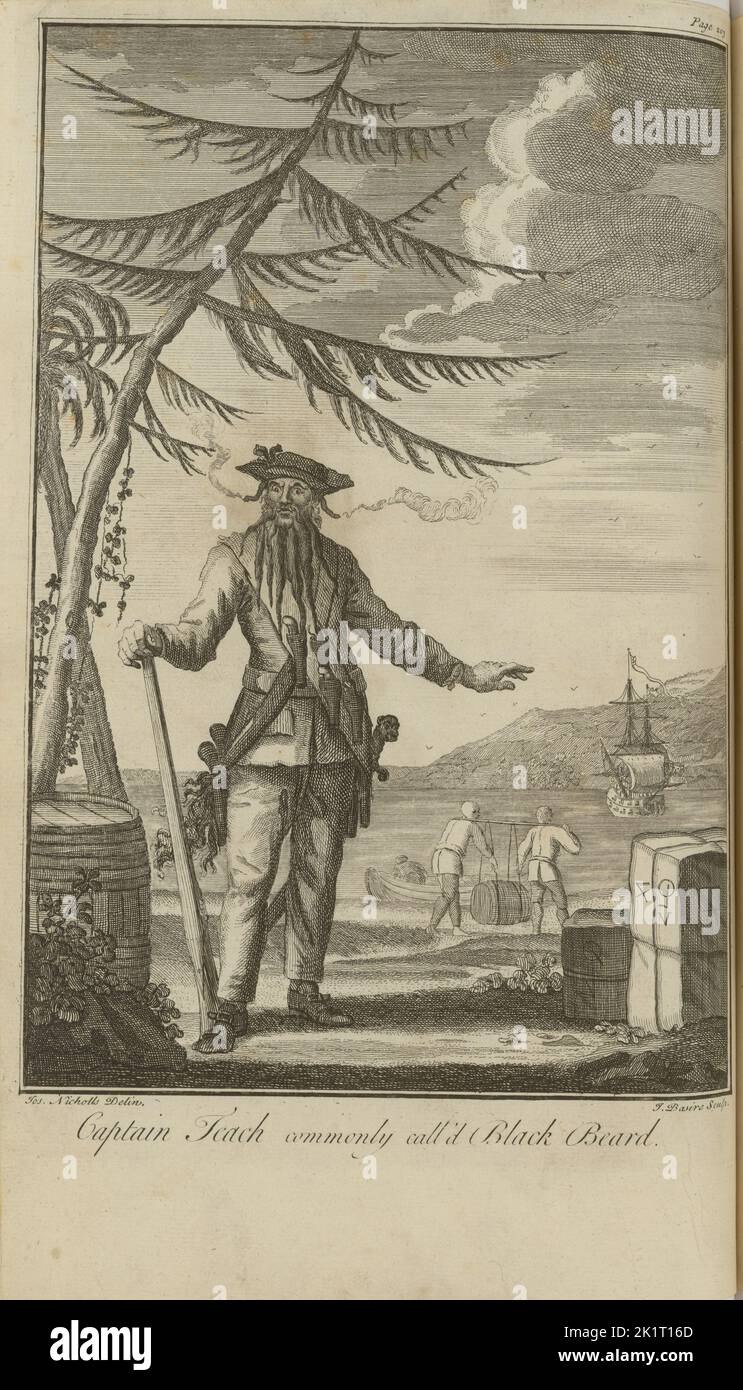 Portrait of the Pirate Edward Teach, known as Blackbeard. Museum ...