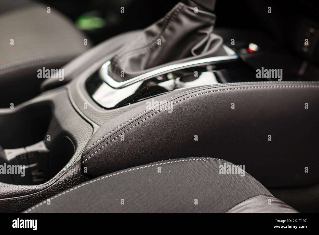 Textile seats in modern car. Interior detail Stock Photo - Alamy