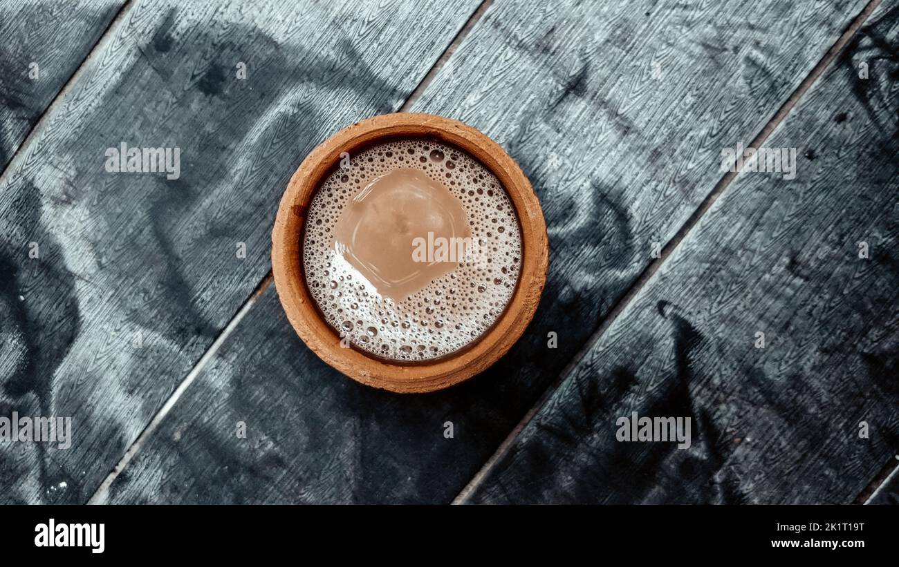 A top view of Indian tea in a traditional kulhar or kulhad cup Stock ...