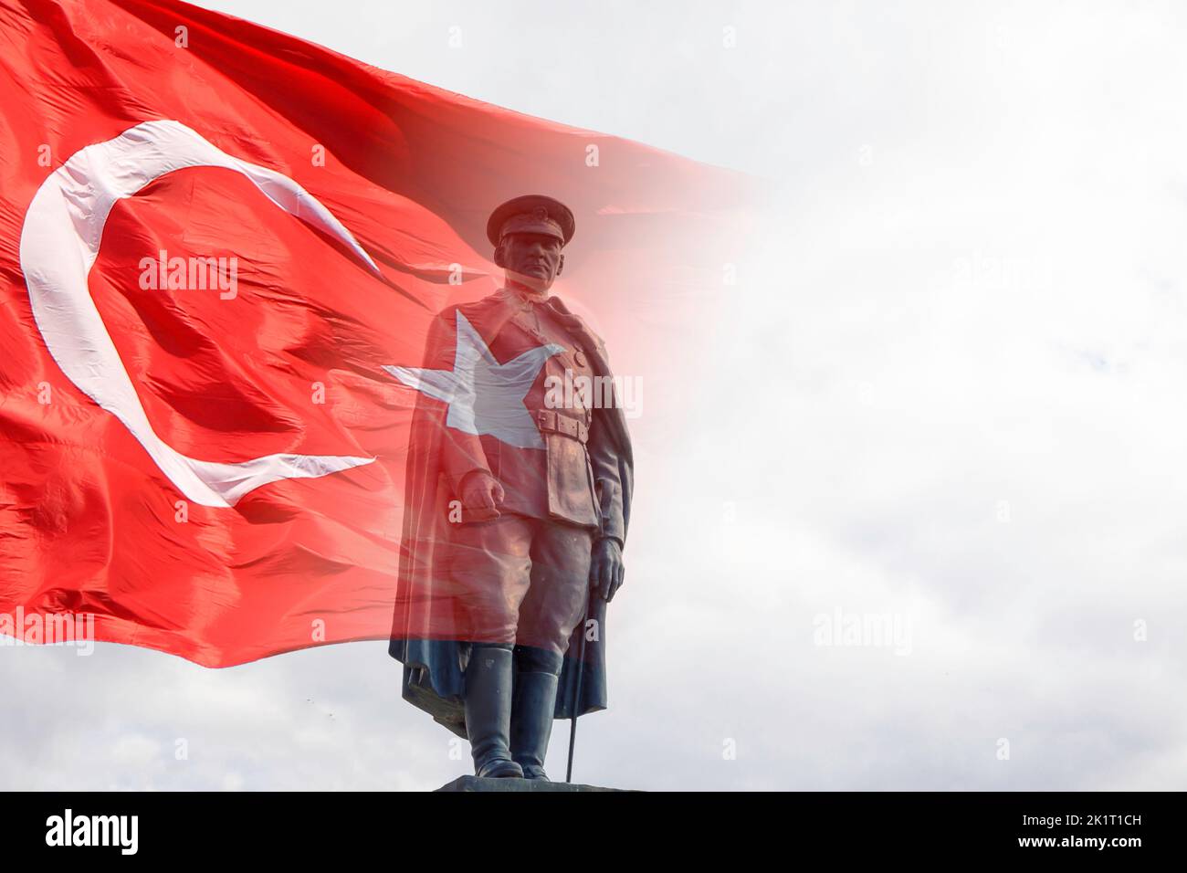 29th october republic day of Turkey. Ataturk statue and Turkish Flag ...
