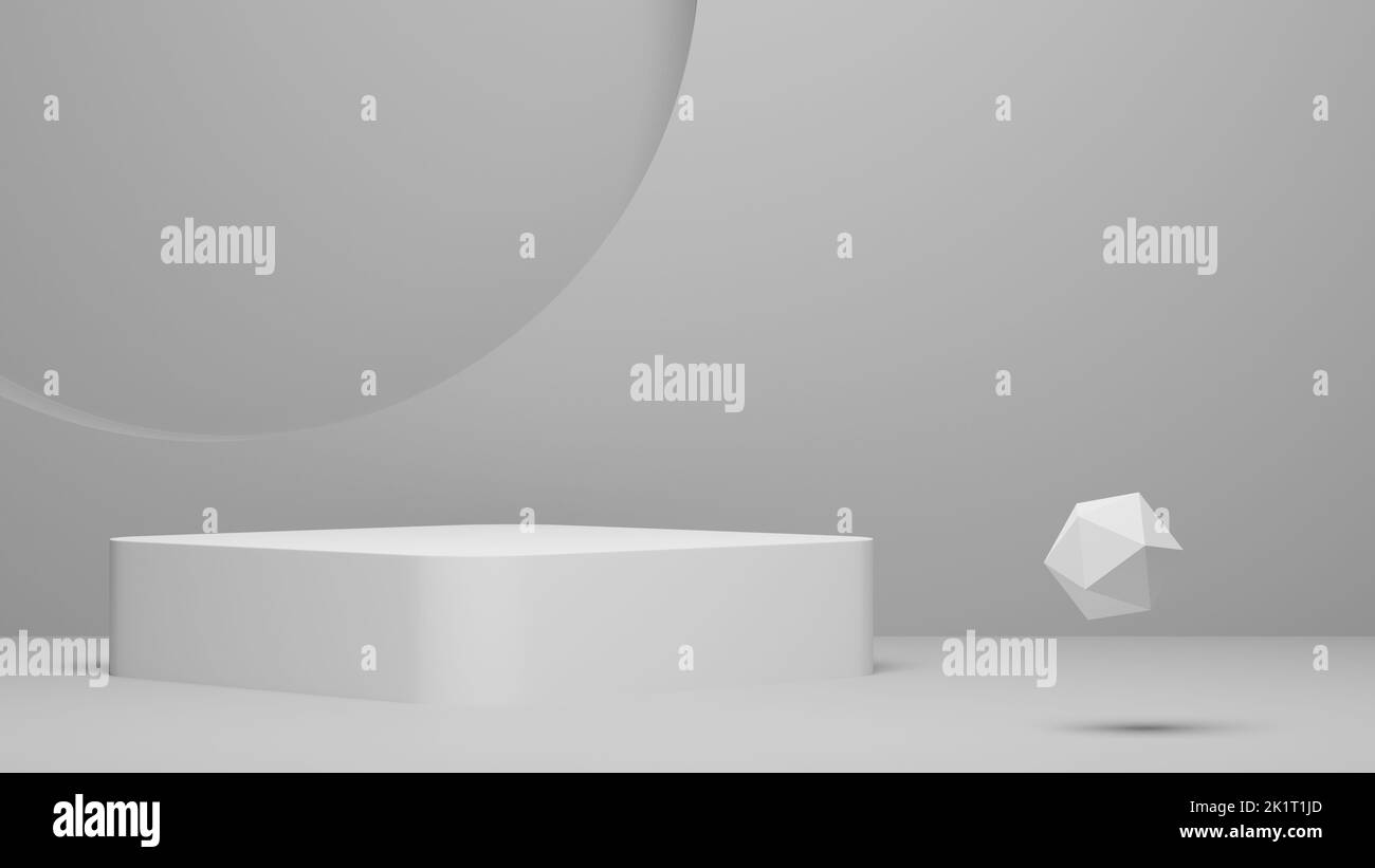 minimal white pedestal or podium for product showcase, monochrome empty ...