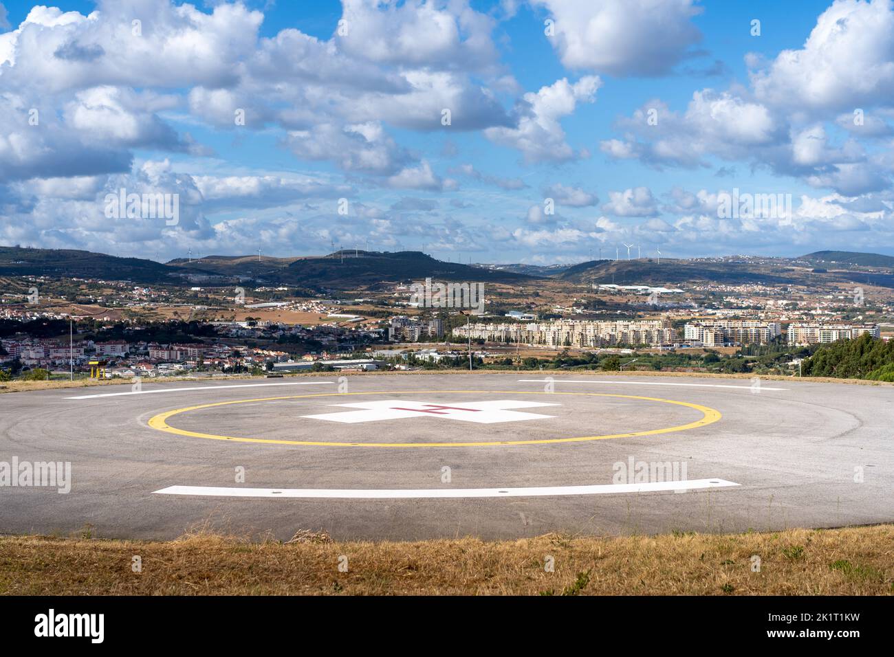 Helipad. Helicopter Landing Pad near emergency hospital in Portugal ...