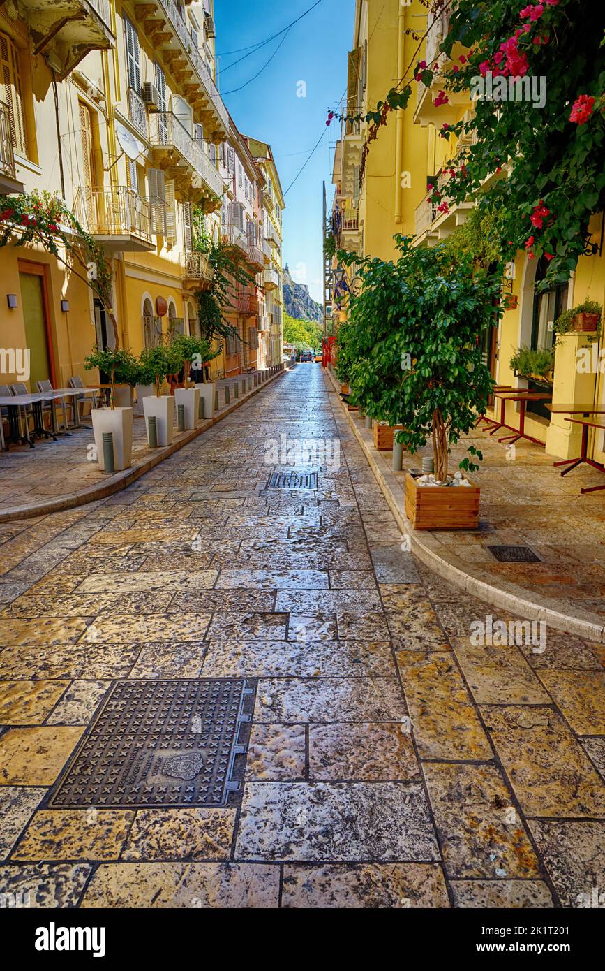 Street in Corfu Stock Photo - Alamy
