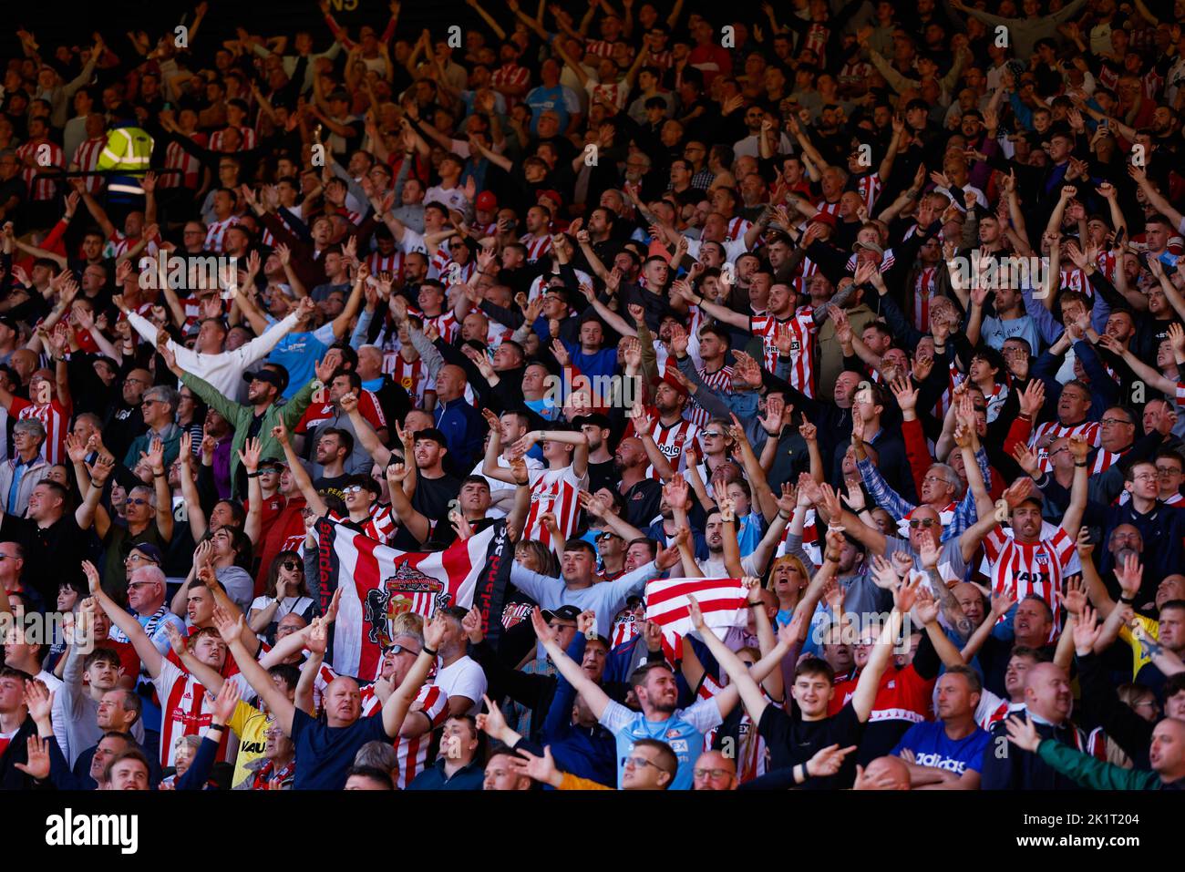 Sunderland fans celebrate after the first goal is scored during the Sky ...