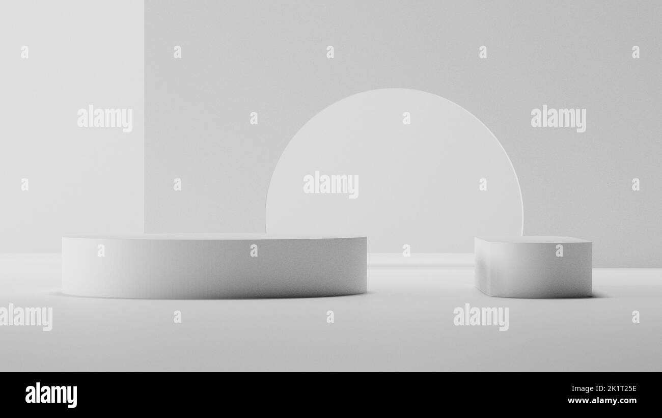 white cylinder pedestal or podium for display, 3D blank stage for ...