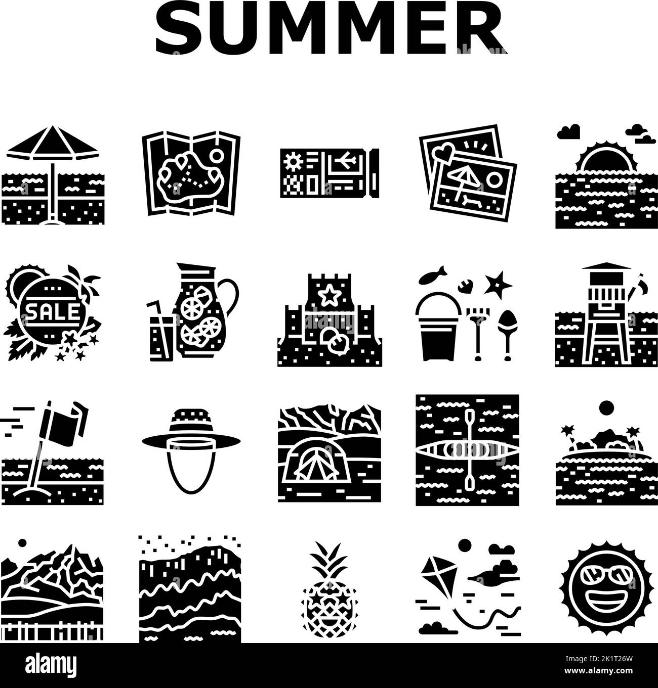 summer season vacation nature icons set vector Stock Vector Image & Art ...
