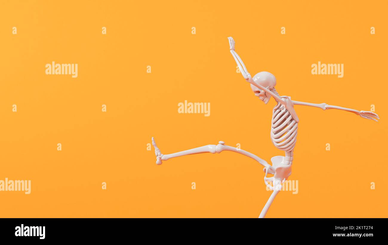 Fun halloween dancing skeleton character. 3D Rendering Stock Photo - Alamy