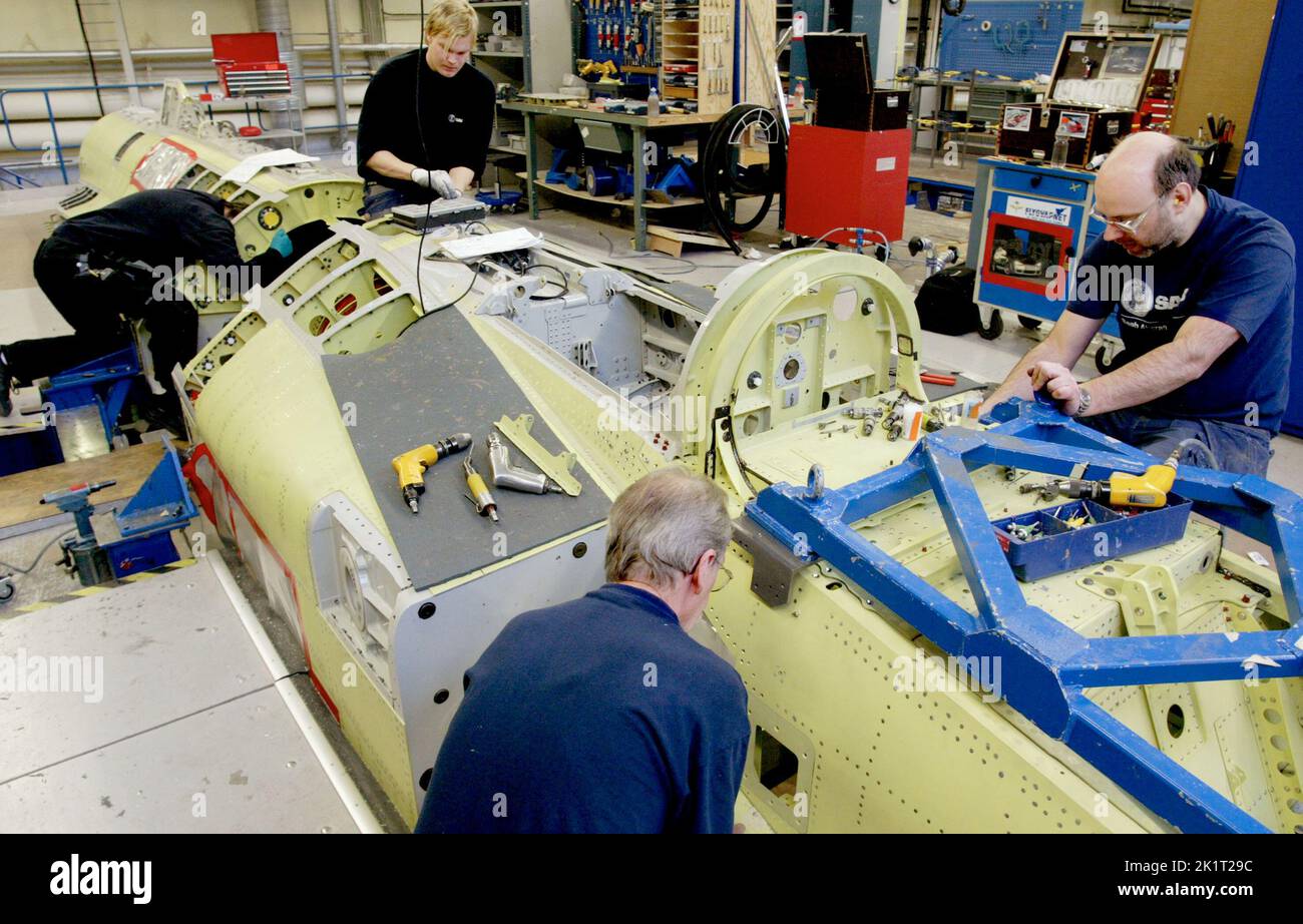 Saab in Linköping, Sweden. Production of the fighter aircraft Jas 39 ...