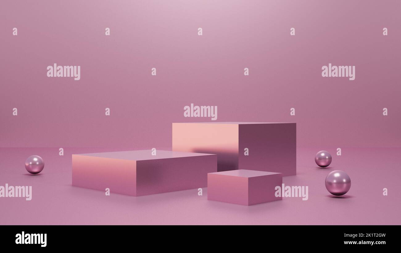 minimal pink rose podium display, empty pedestal for product ...