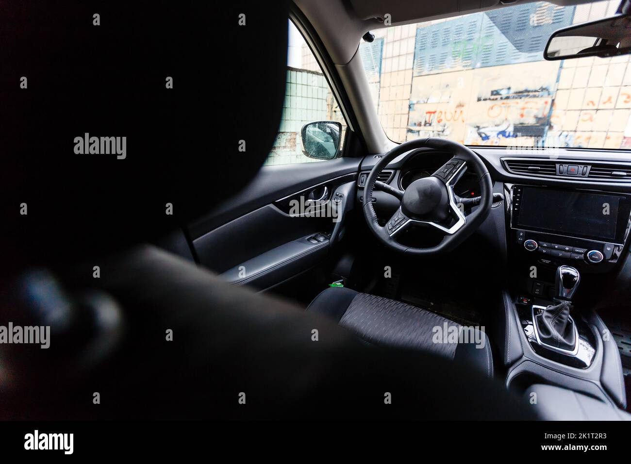 Interior view of car with black salon Stock Photo - Alamy