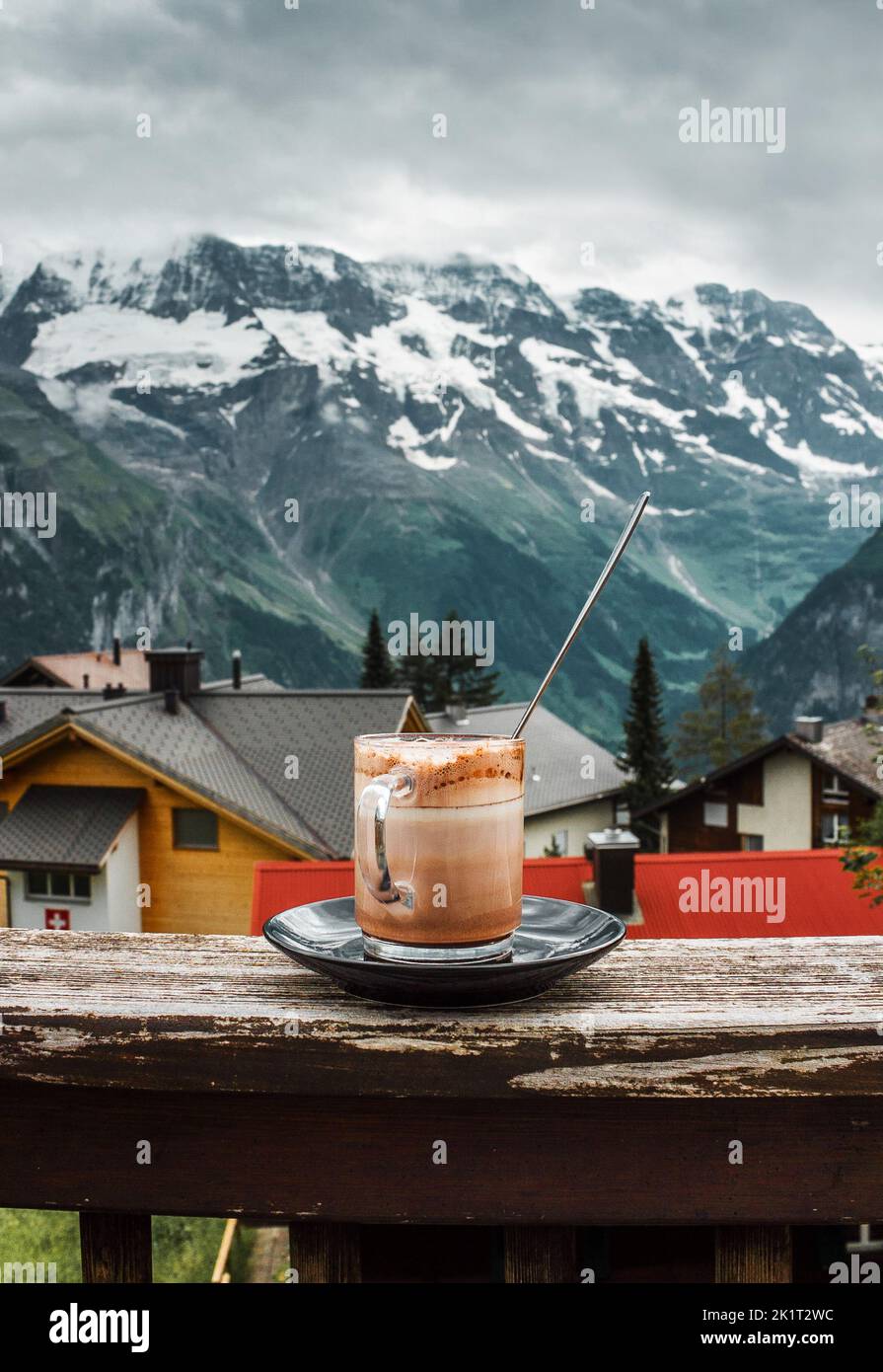 Switzerland, Jungfrau. Swiss Alps. Cozy traditional small village in ...