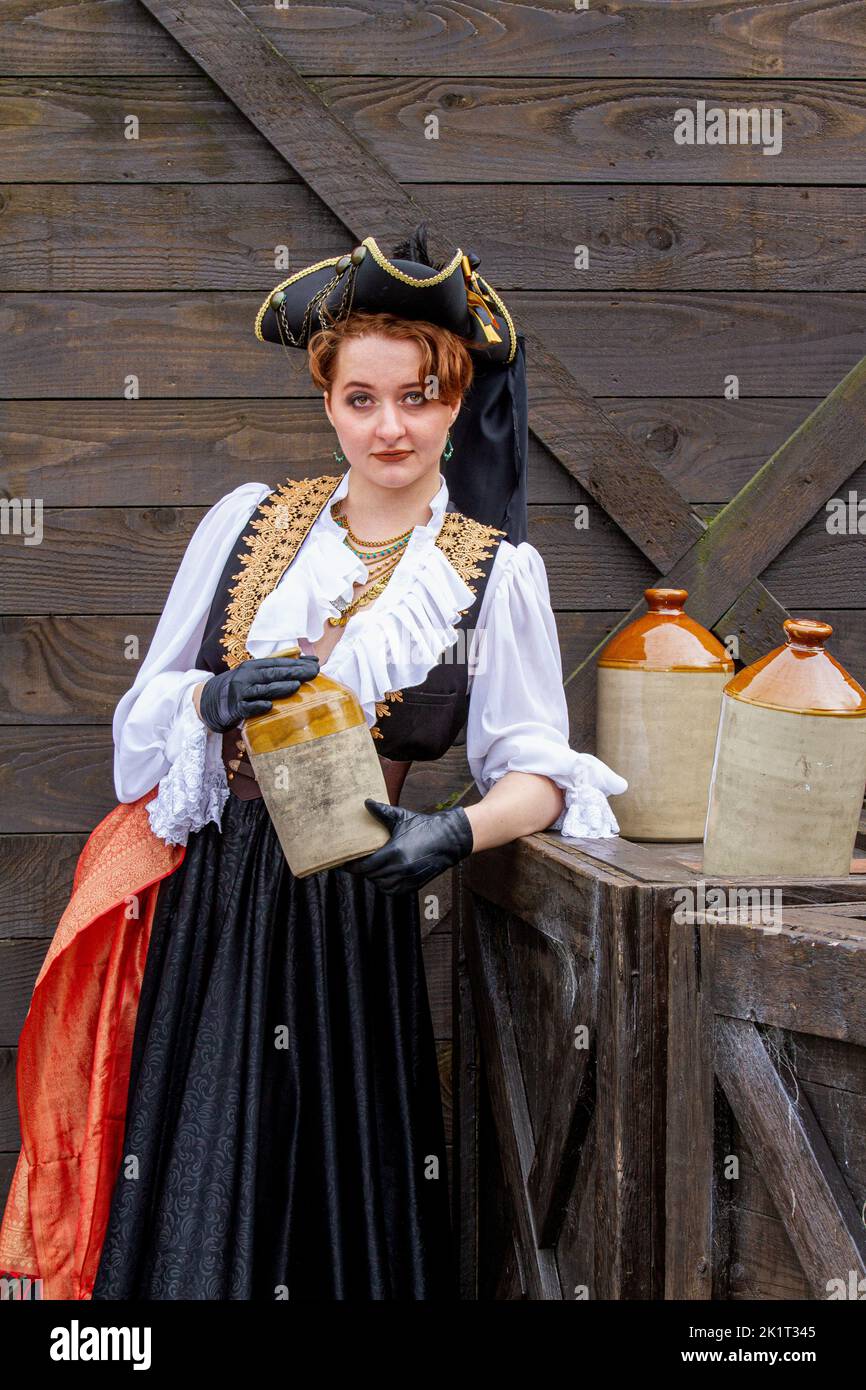 Ashley Wilkinson wearing a cosplay pirate costume onboard the RRS ...