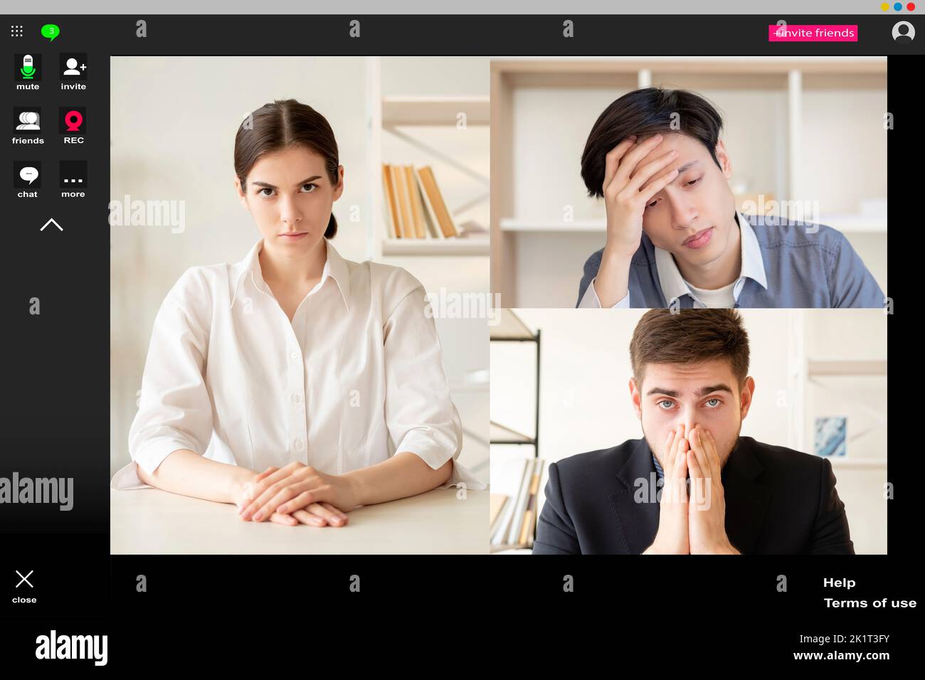 Online meeting. Web conference. Corporate telework. Group videocall ...