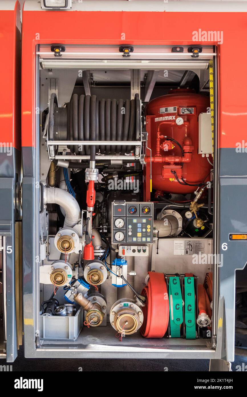 Switzerland, Agno-Lugano Airport, Fire station, Fire truck Stock Photo ...