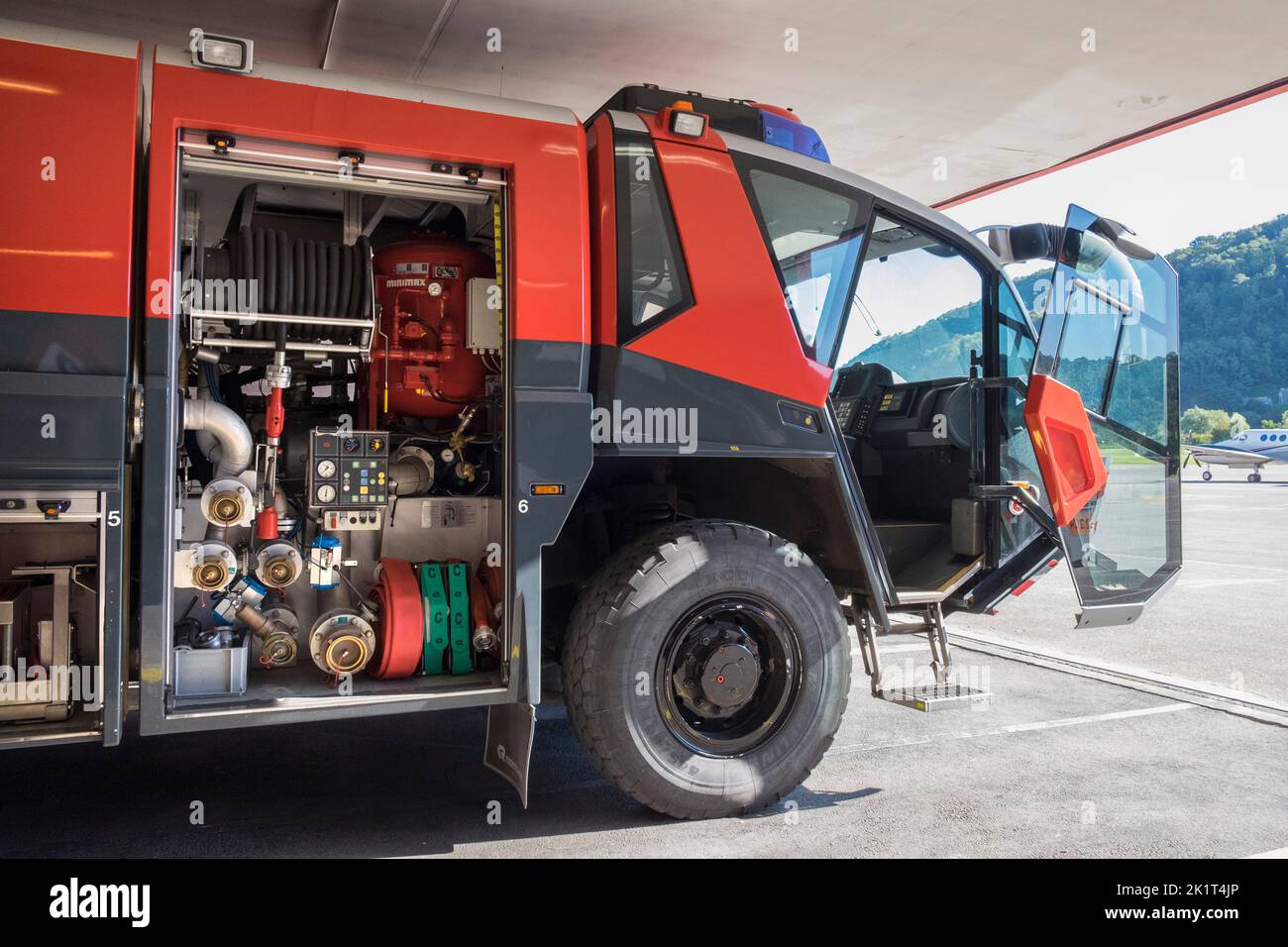 Switzerland, Agno-Lugano Airport, Fire station, Fire truck Stock Photo ...