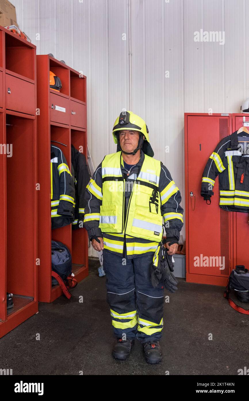 Switzerland, Agno-Lugano Airport, Fire station, Firefighter in ...