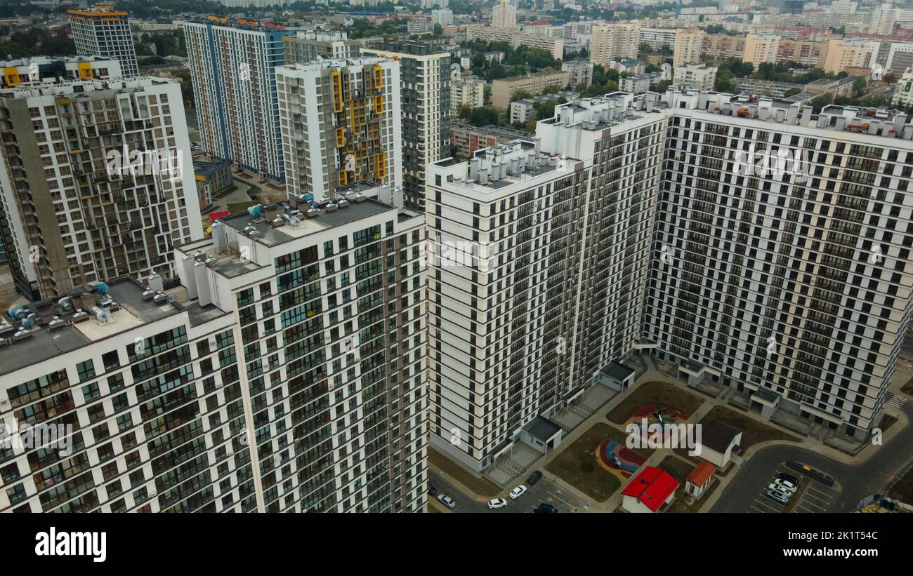 Modern urban architecture. Multi-storey buildings with infrastructure ...