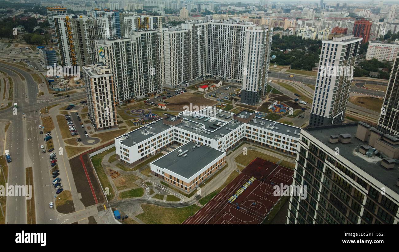 Modern urban architecture. Multi-storey buildings with infrastructure ...