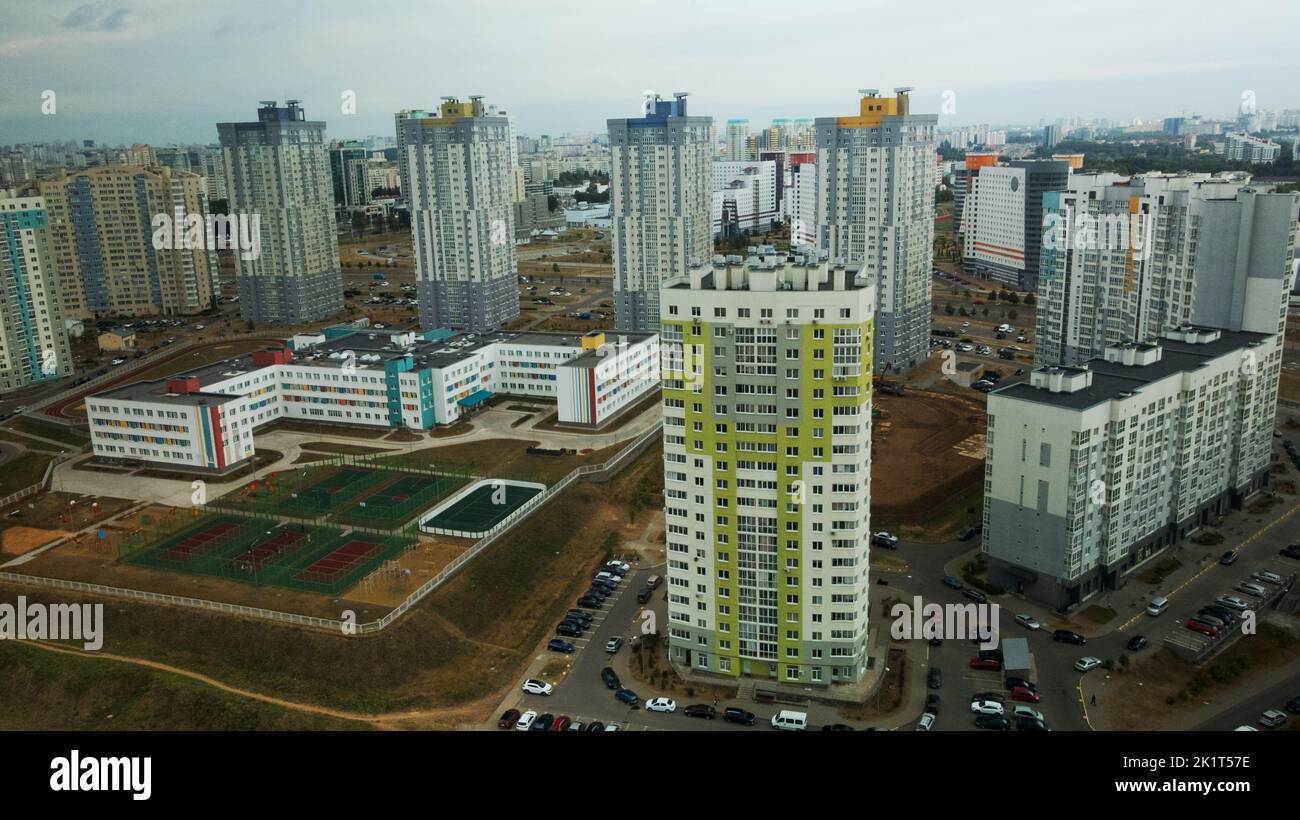 Modern urban architecture. Multi-storey buildings with infrastructure ...