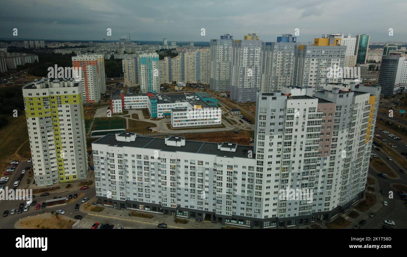 Modern urban architecture. Multi-storey buildings with infrastructure ...