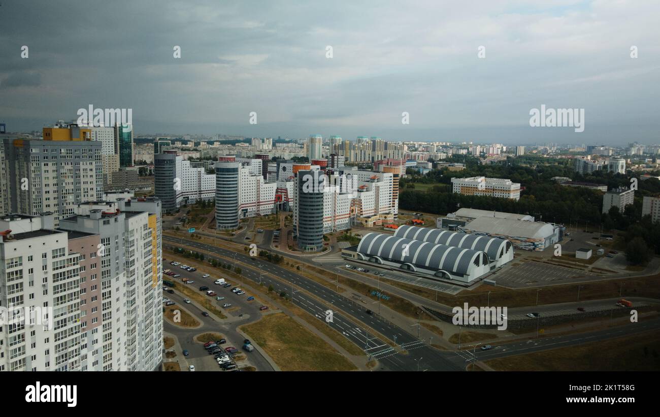 Modern urban architecture. Multi-storey buildings with infrastructure ...