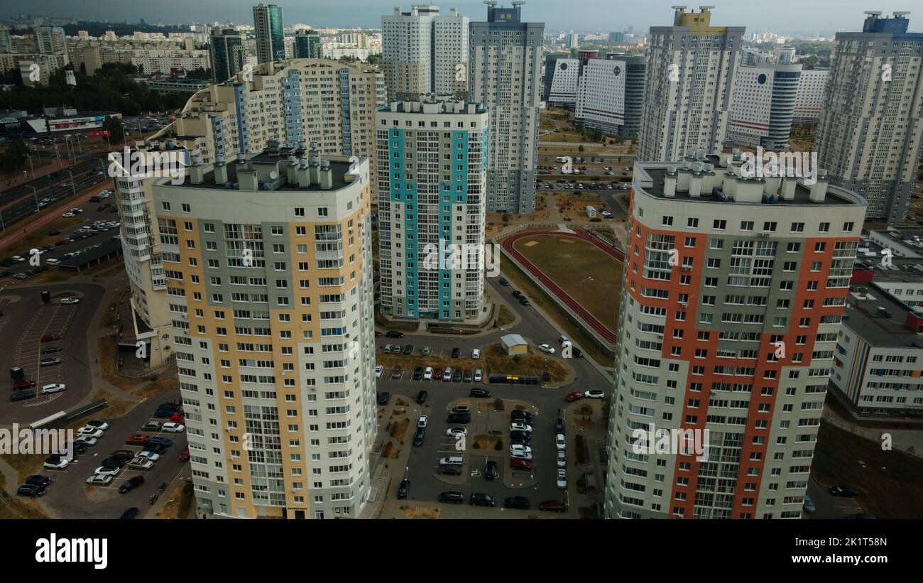 Modern urban architecture. Multi-storey buildings with infrastructure ...