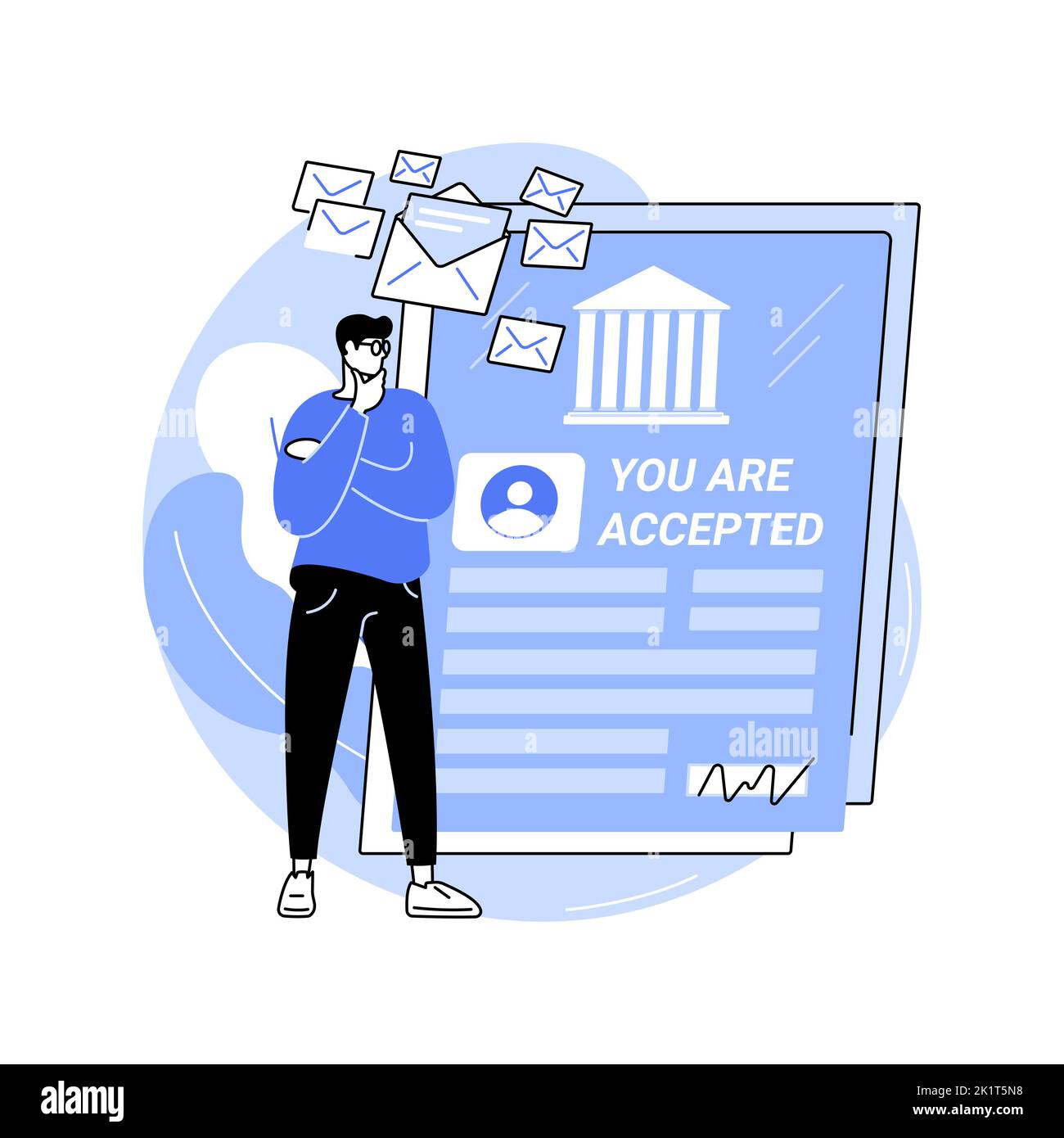 Accepted to several colleges isolated cartoon vector illustrations ...