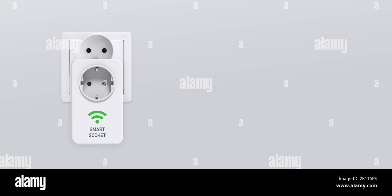 Electrical smart socket, energy efficiency, smart home concept Stock ...